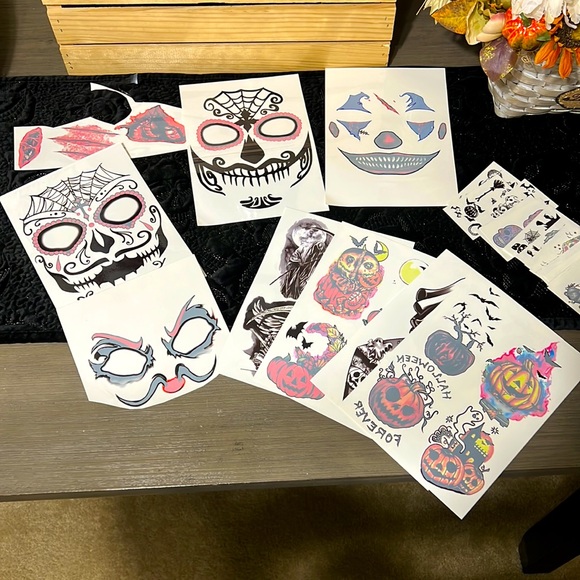 Source Unknown | Holiday | Halloween Face And Body Temporary Tattoos ...